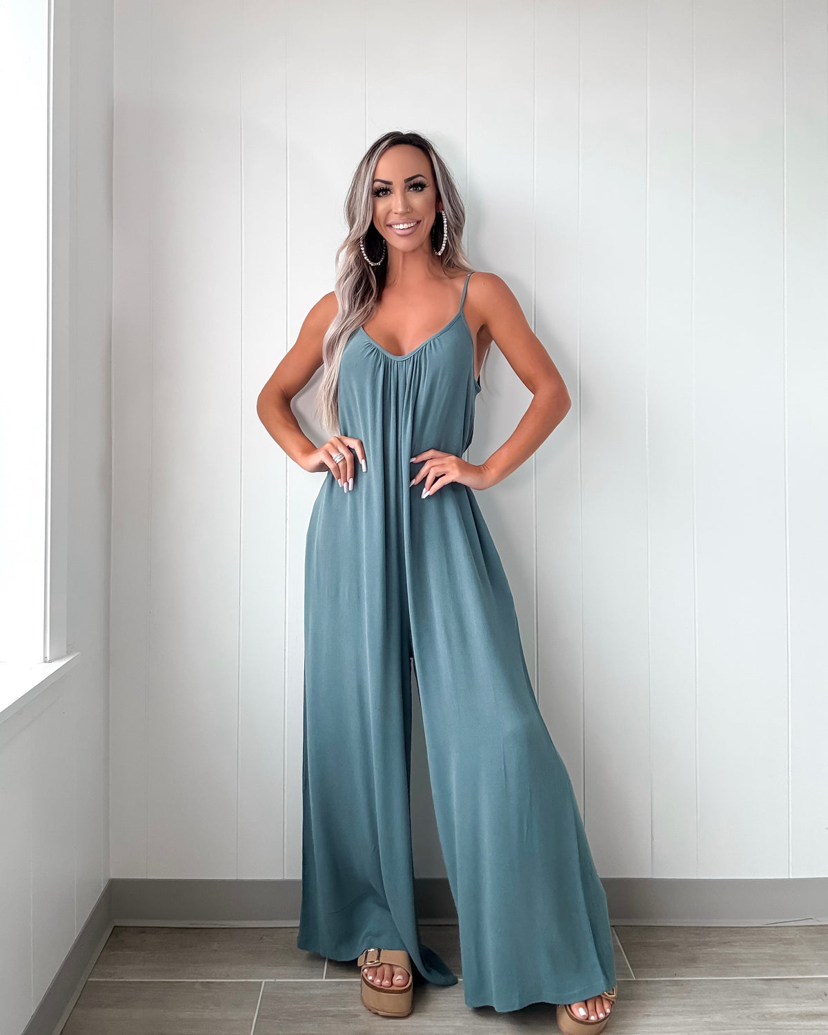 Easy Elegance Wide Leg Jumpsuit - Seal Blue | Bar T Boutique LLC