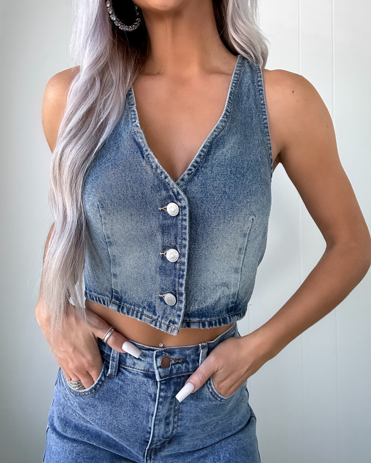 Made It Open Back Vest - Denim | Bar T Boutique LLC
