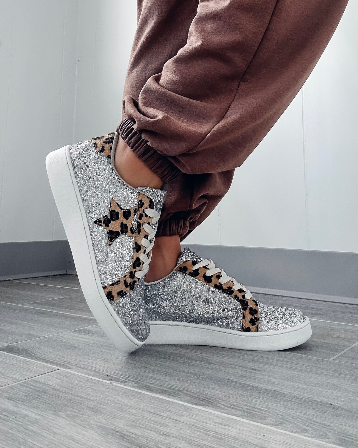 Glitter Leopard Star Shoes | Bar T Boutique LLC