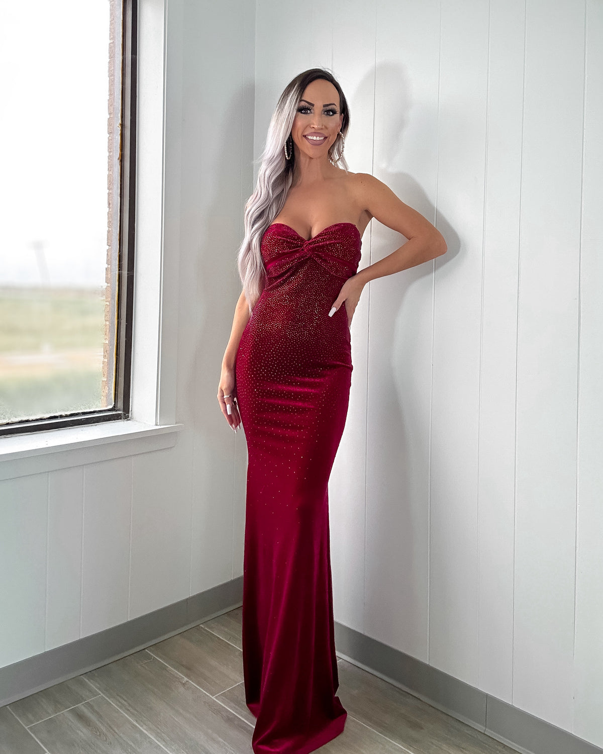 Ruby Dazzle Velvet Dress - Red | Bar T Boutique LLC