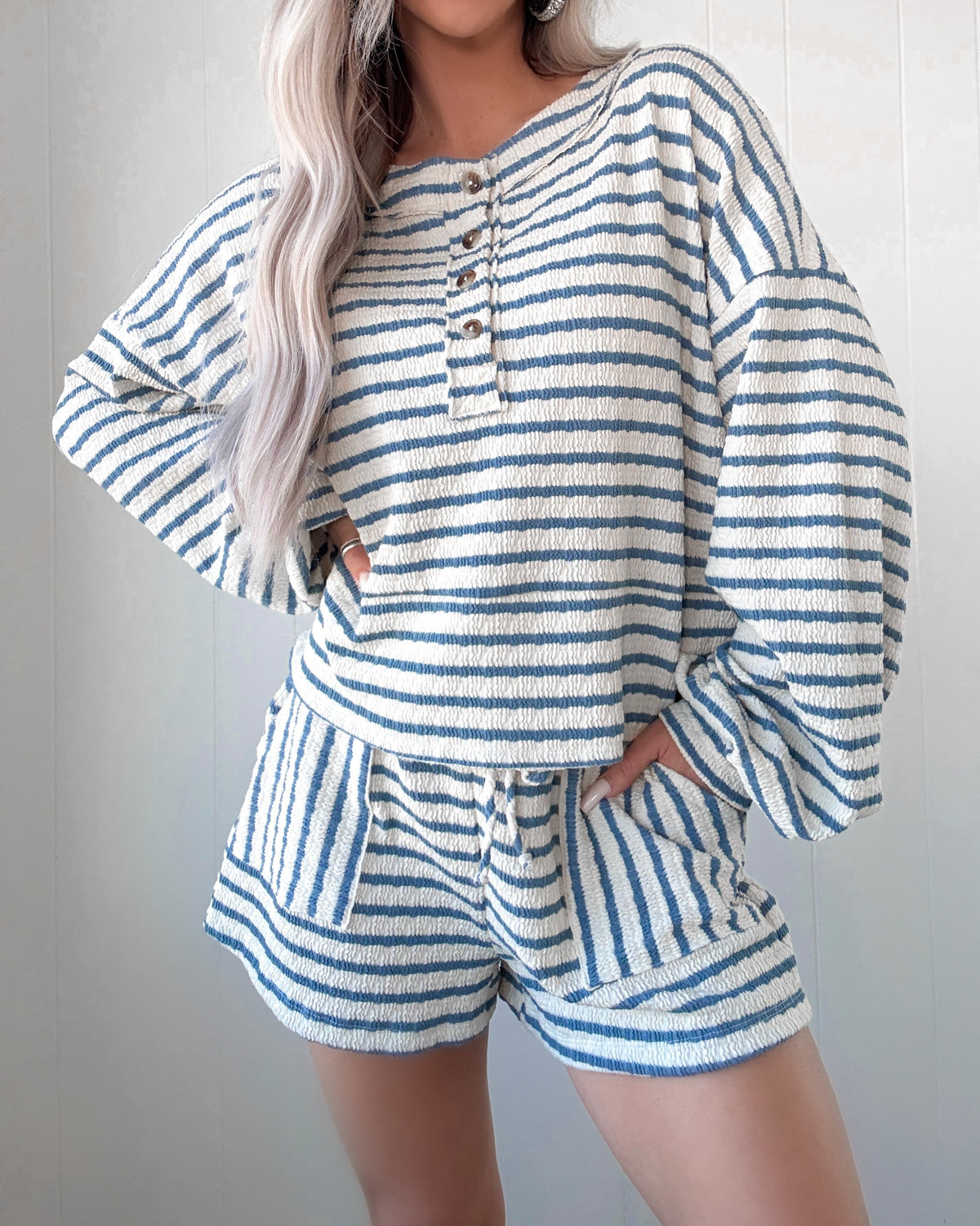 Subtle Statement Striped Pullover - Blue | Bar T Boutique LLC