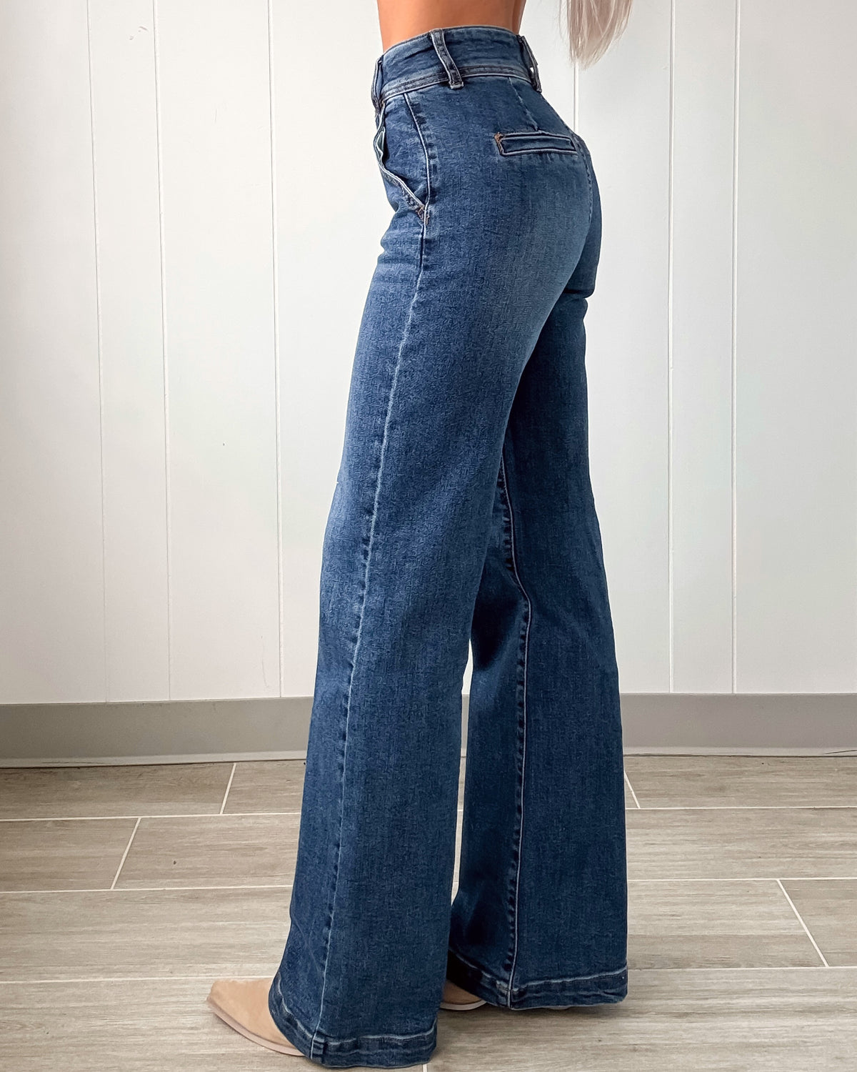 Evelyn High Rise Double Button Jeans - Denim | Bar T Boutique LLC