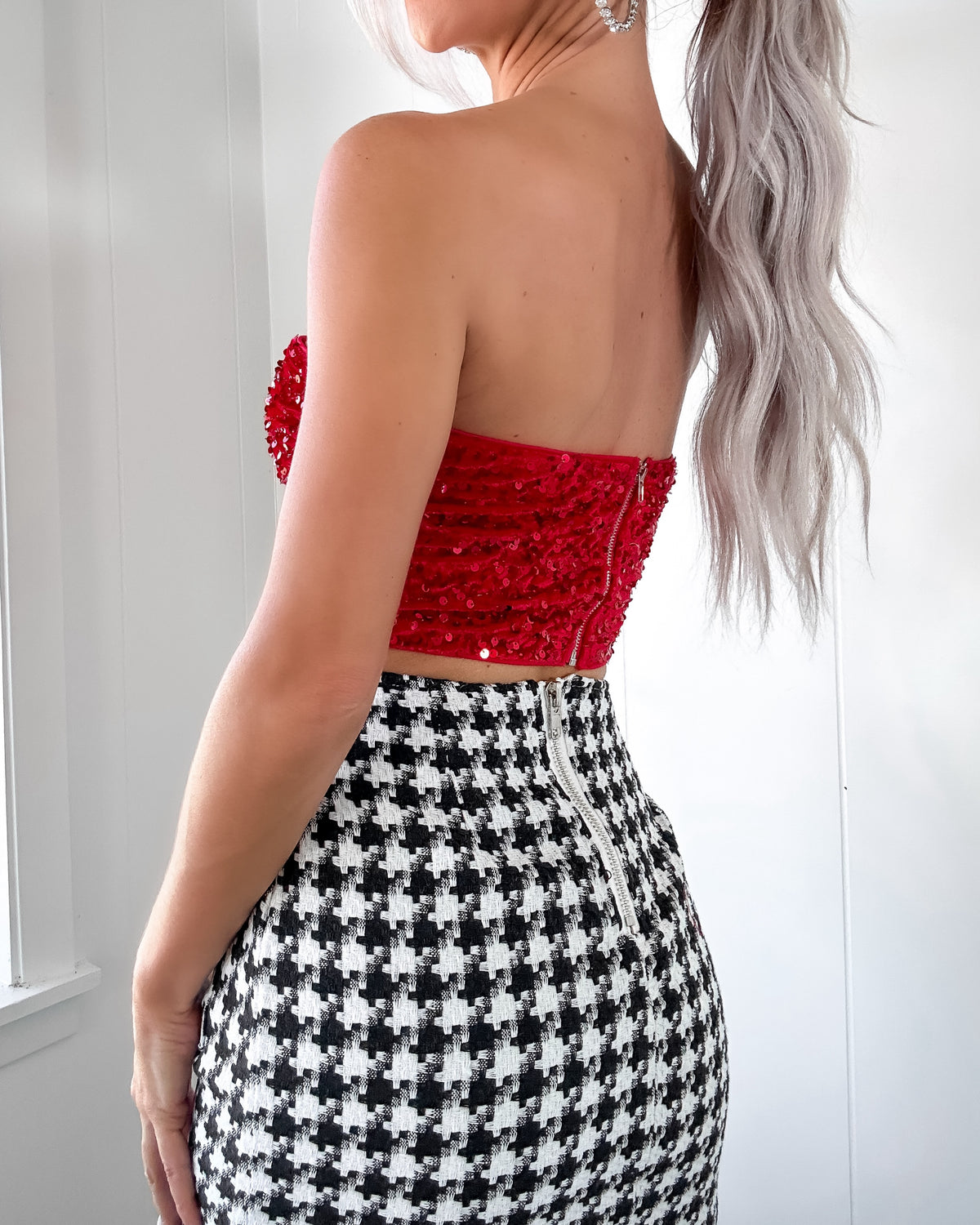 DOORBUSTER Red Sequin Bustier | Bar T Boutique LLC