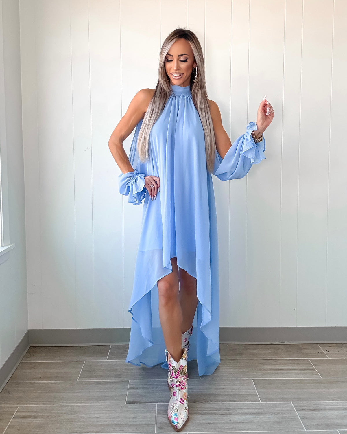Falling Grace High Lo Maxi Dress - Blue | Bar T Boutique LLC